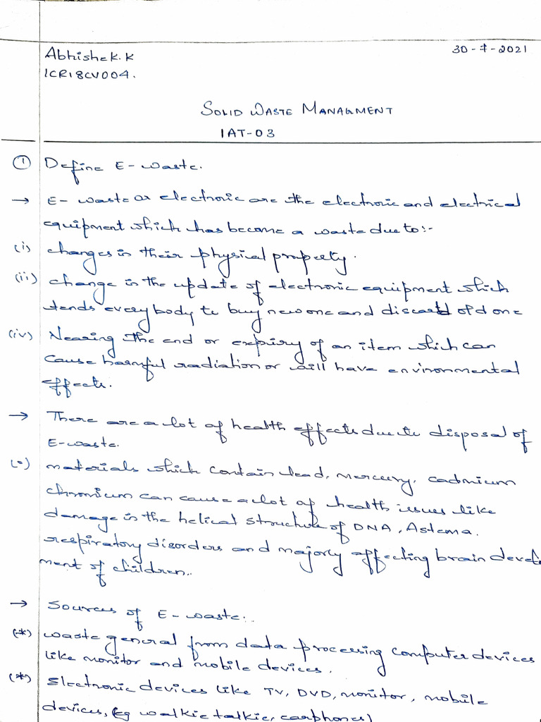 IAT-III Question Paper with Solution of 18CV642 Solid Waste Management ... IAT-III Question Paper with Solution of 18CV642 Solid Waste Management ...