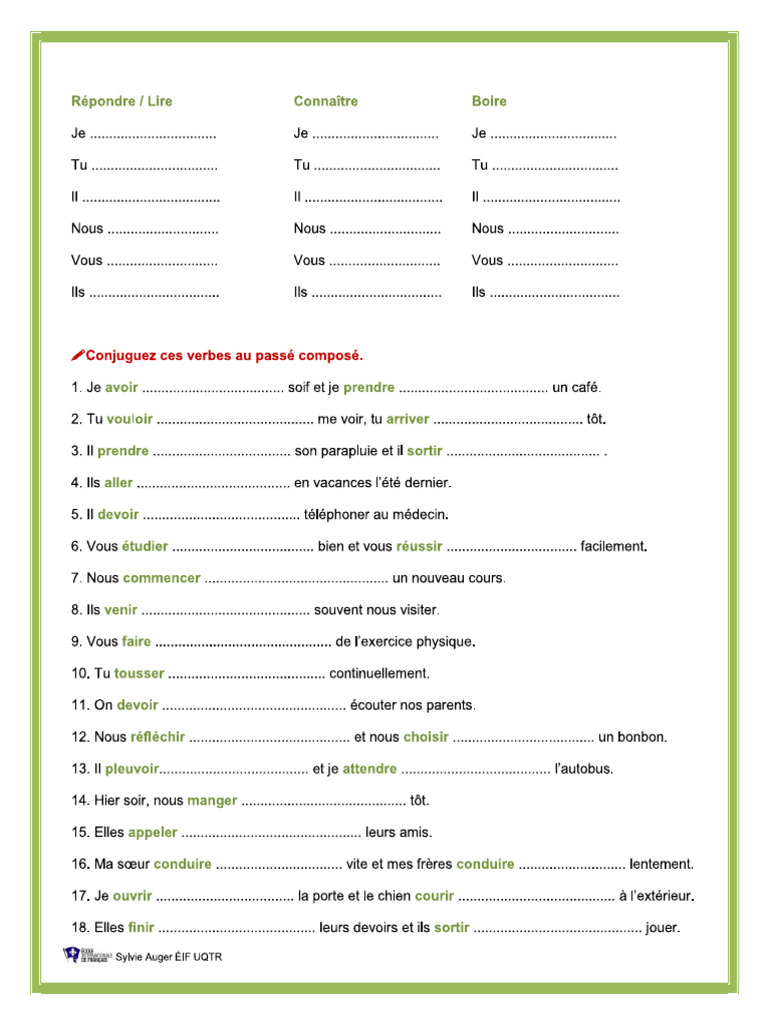 B5 Passé Composé Etre Et Avoir Devoir | PDF