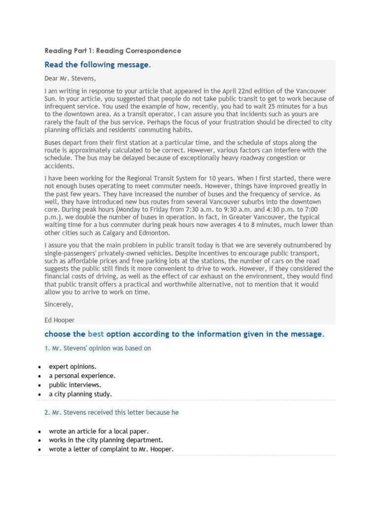 Reading-Celpip-9 | PDF | Public Transport | Teachers