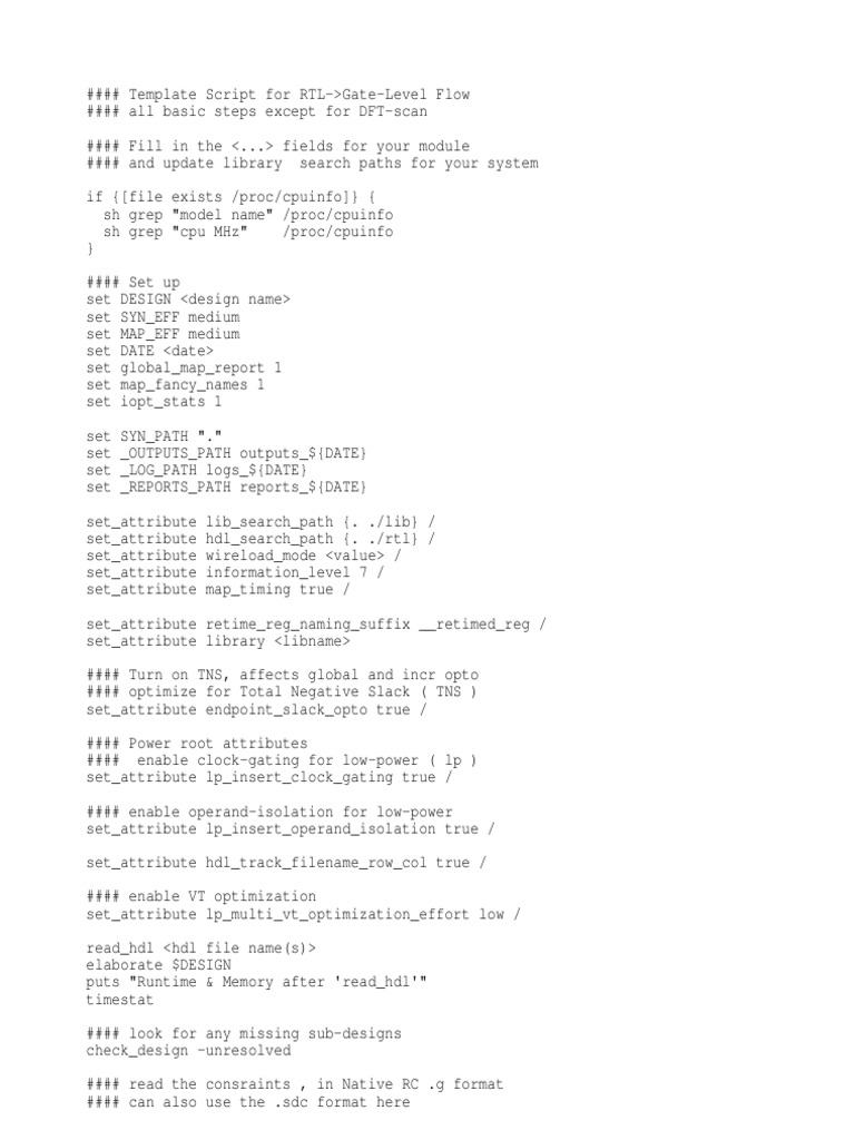 RTL Compiler Script | PDF | Computer Architecture | Digital Electronics