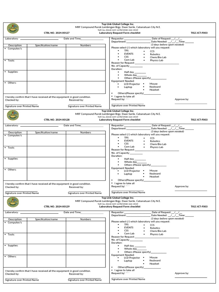 Laboratory Request form IT-003 | PDF | Computing | Computer Architecture