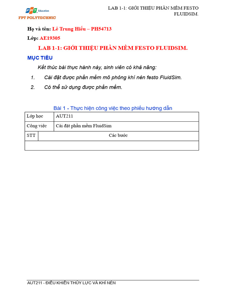 Lab 1 - LE TRUNG HIEU - PH54173 | PDF