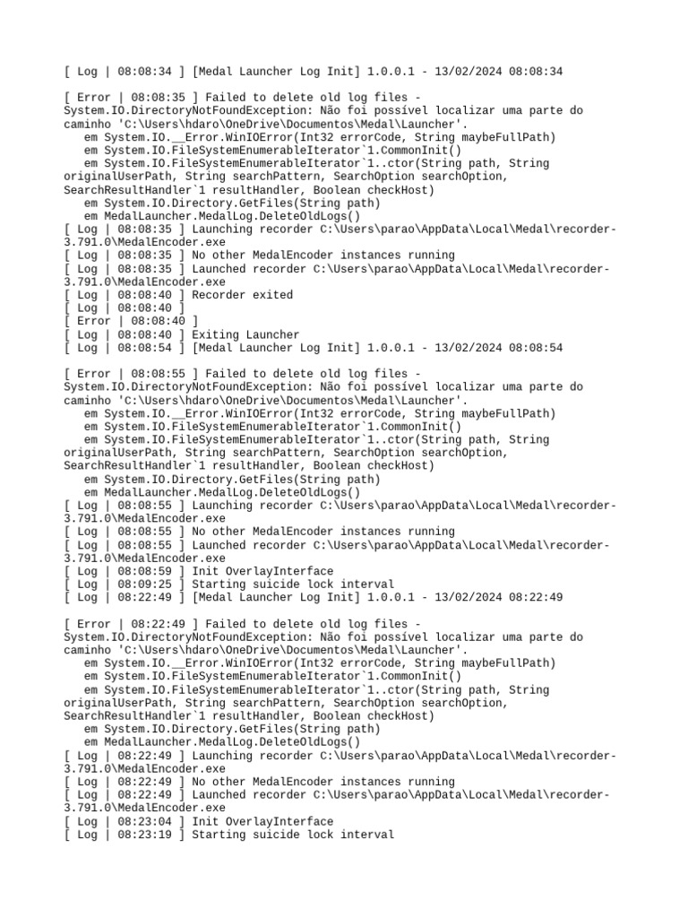 Medal Launcher Log 20240213 | PDF | Computer Architecture | Computing Platforms