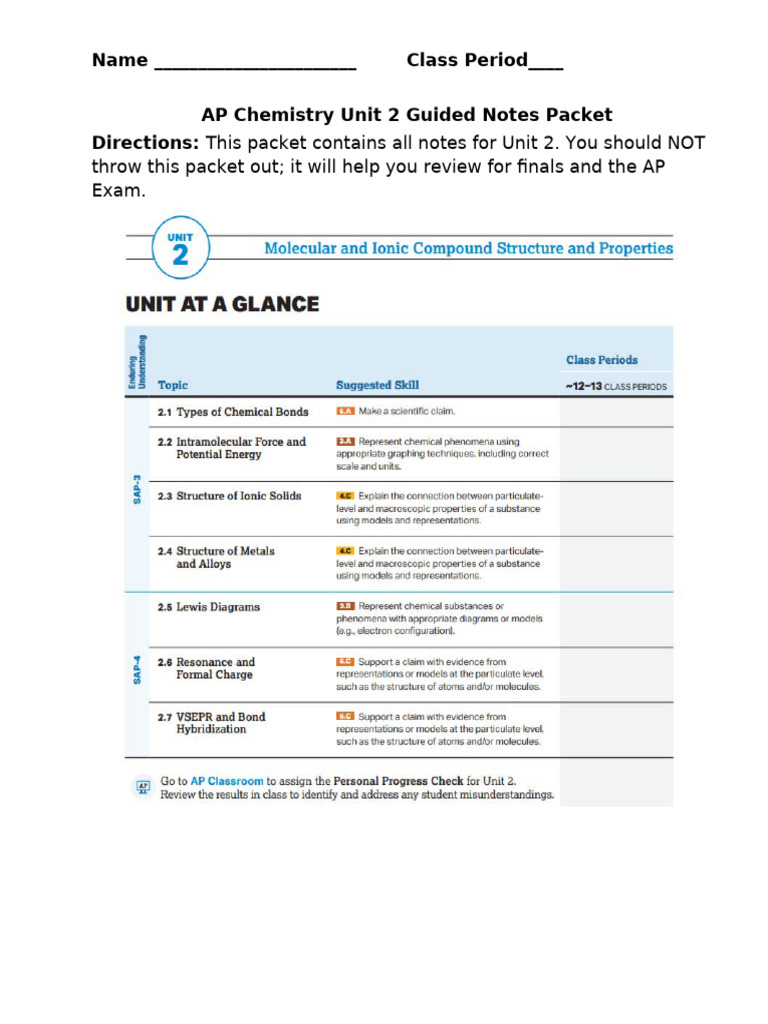 AP Chem Unit 2 Guided Notes-2 | PDF | Chemical Bond | Ionic Bonding