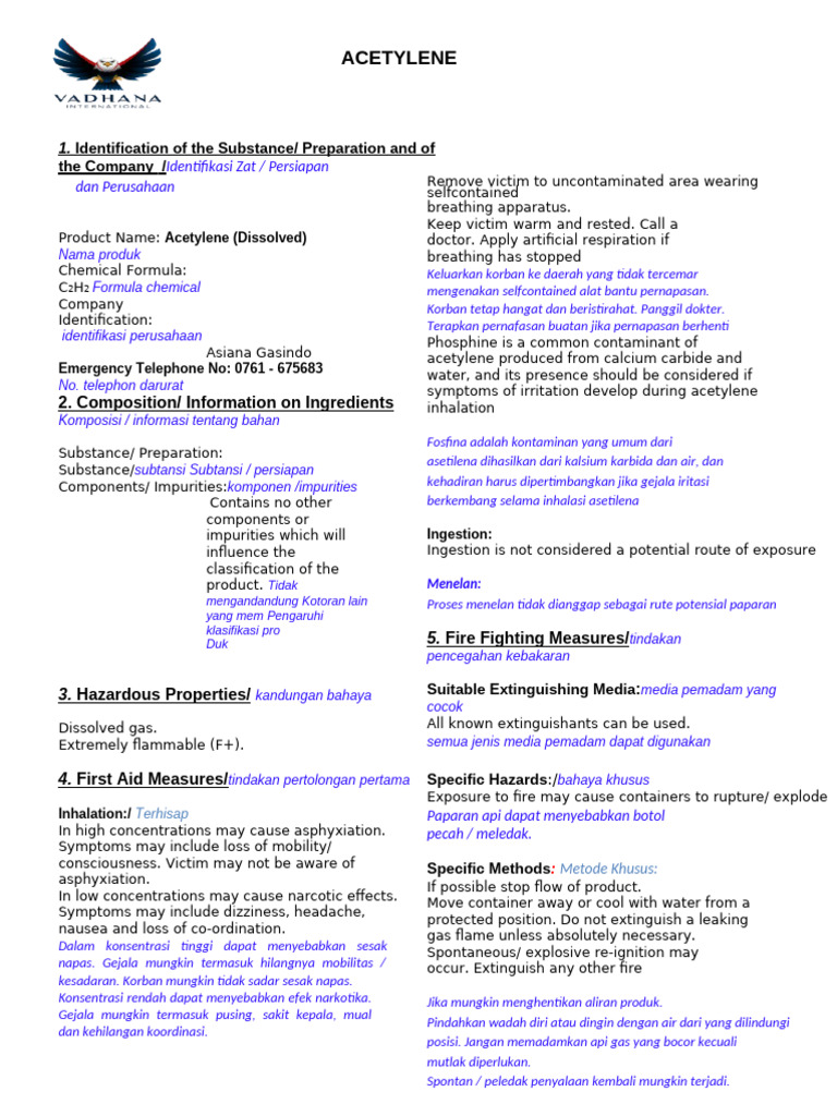 MSDS Acetylene. | PDF