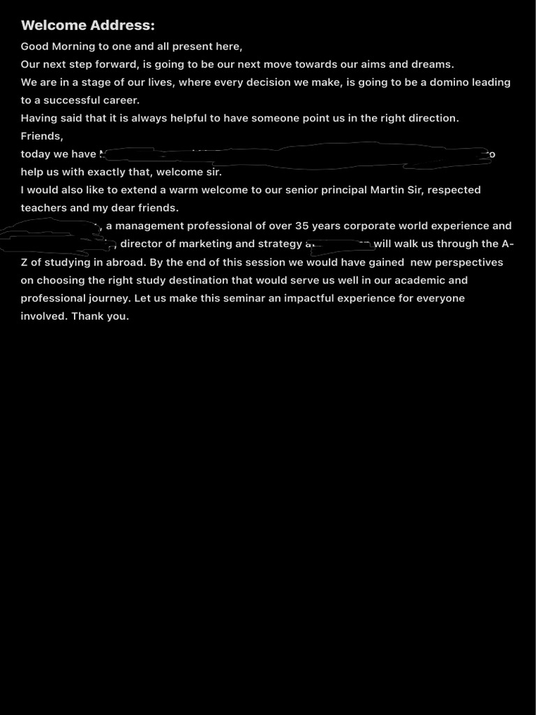 Welcome Address | PDF