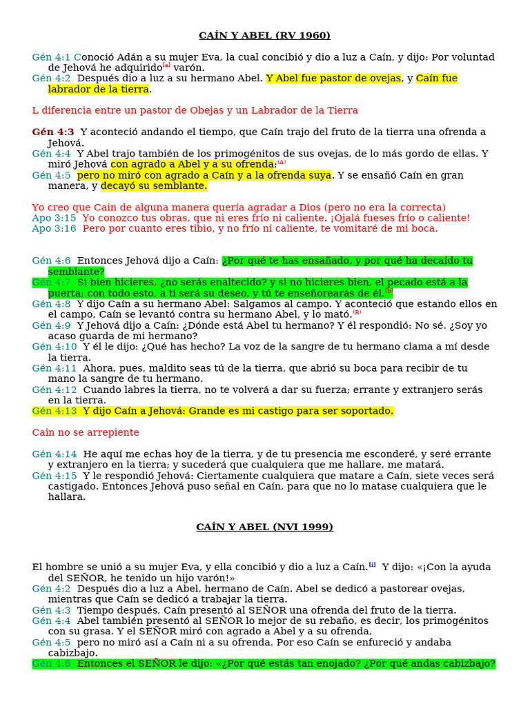 Caín y Abel: Lecciones de Fe y Moral | PDF | Cristo (título) | Dios
