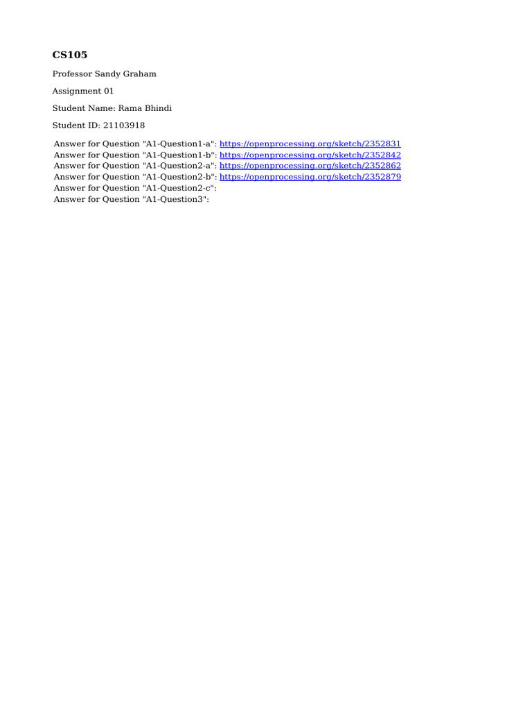 CS105 Assignment 01 Answers | PDF