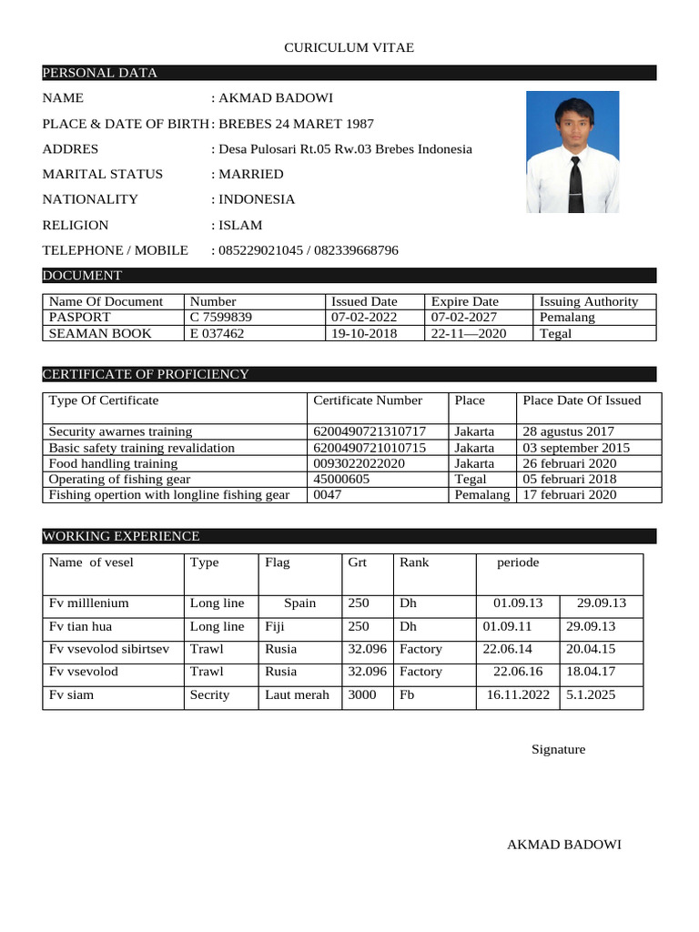 CV LAUT | PDF | Fish And Humans | Marine Biology