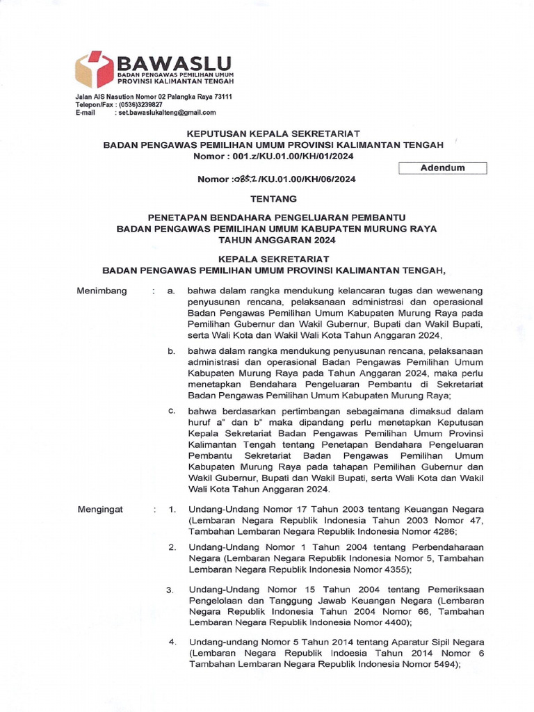 SK Penetapan BPP Murung Raya - 0001 | PDF