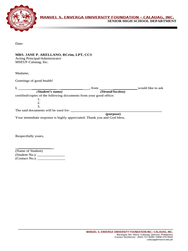Request-Form-SHS | PDF
