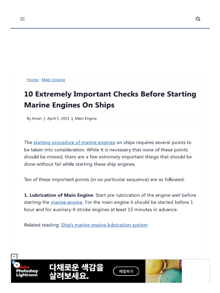 10 Extremely Important Checks Before Starting Marine Engines | PDF