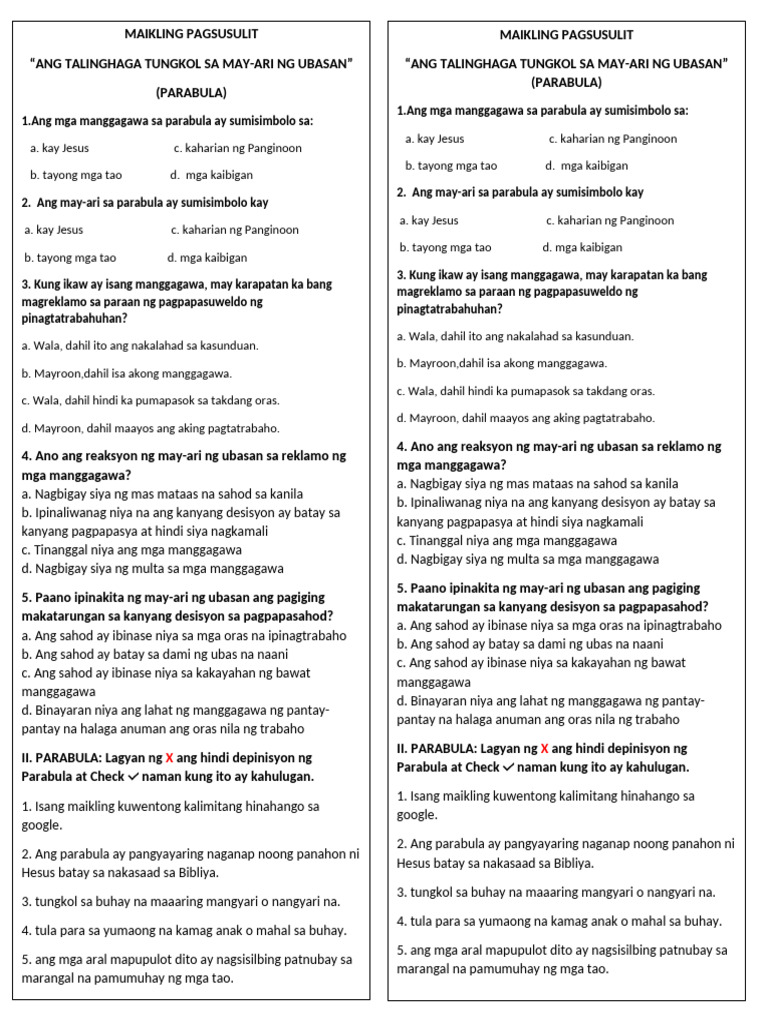 May Ari NG Ubasa Pagsusulit | PDF