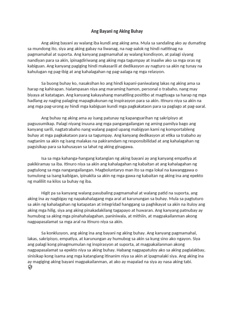 Ang Bayani NG Aking Buhay | PDF