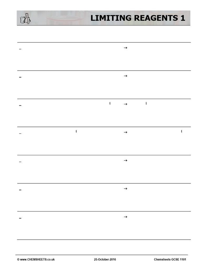 Chemsheets GCSE 1101 (Limiting Reagents 1) | PDF