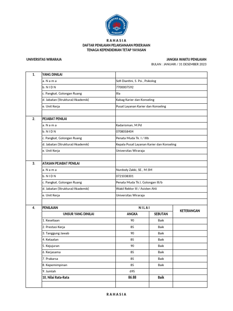 Form Penilaian DP3_Sofi Diantini | PDF