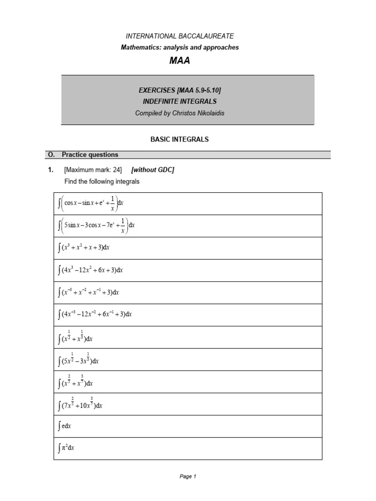 (MAA 5.9-5.10) INDEFINITE INTEGRALS - Eco | PDF | Mathematical Physics | Mathematical Relations