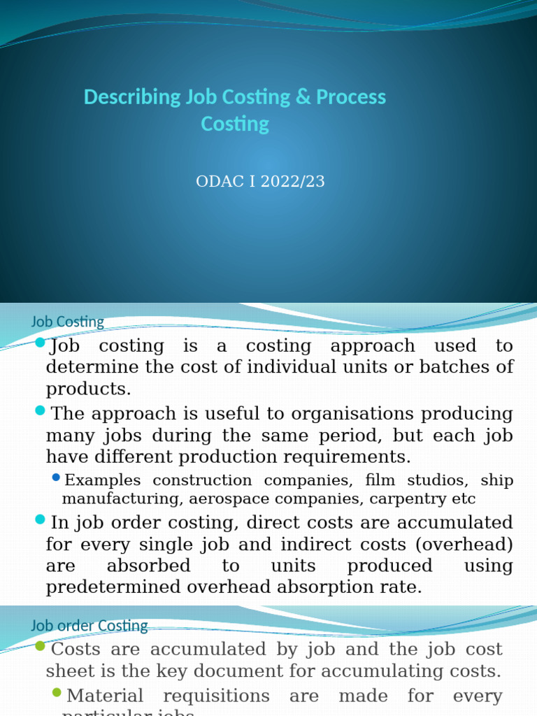 Job Costing and Process Costing Explained | PDF | Cost | Prices