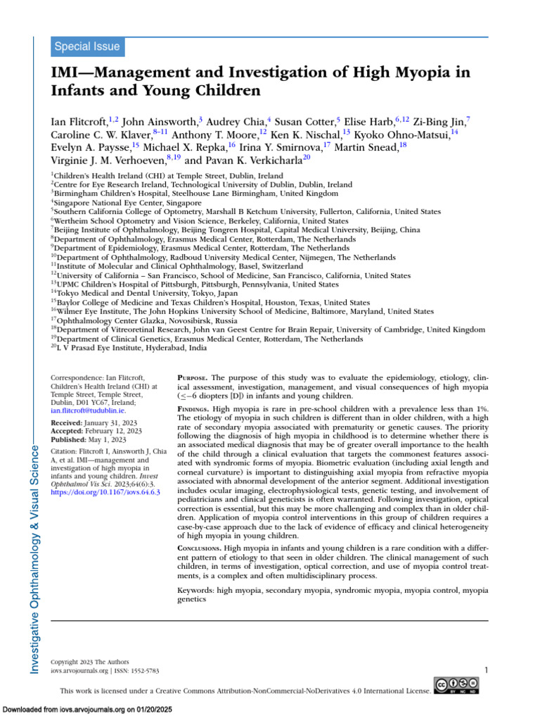 IMI-Management and Investigation of High Myopia in Infants and Young ...