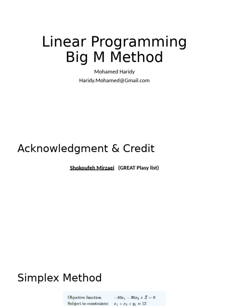 03-Big M Method | PDF | Systems Analysis | Mathematics
