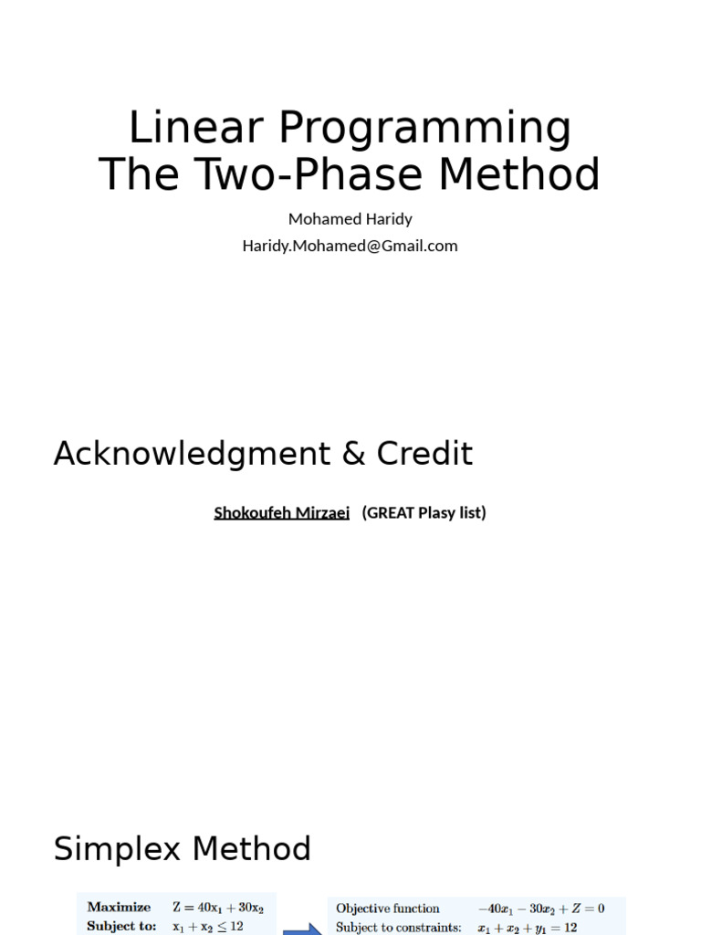 Two-Phase Method in Linear Programming | PDF | Computer Programming ...