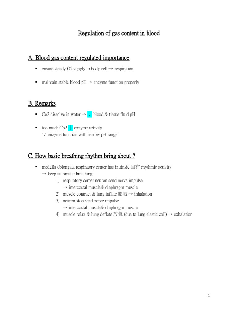 Blood Gas Regulation and Heart Function | PDF | Breathing | Heart