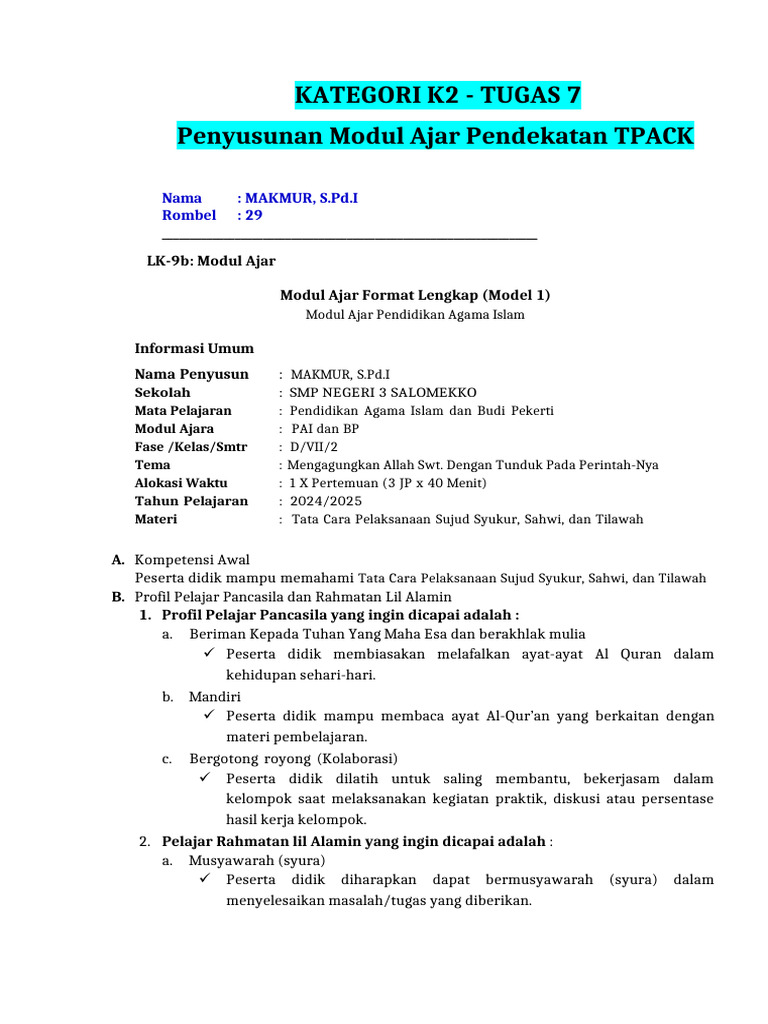 Modul Ajar TPACK | PDF