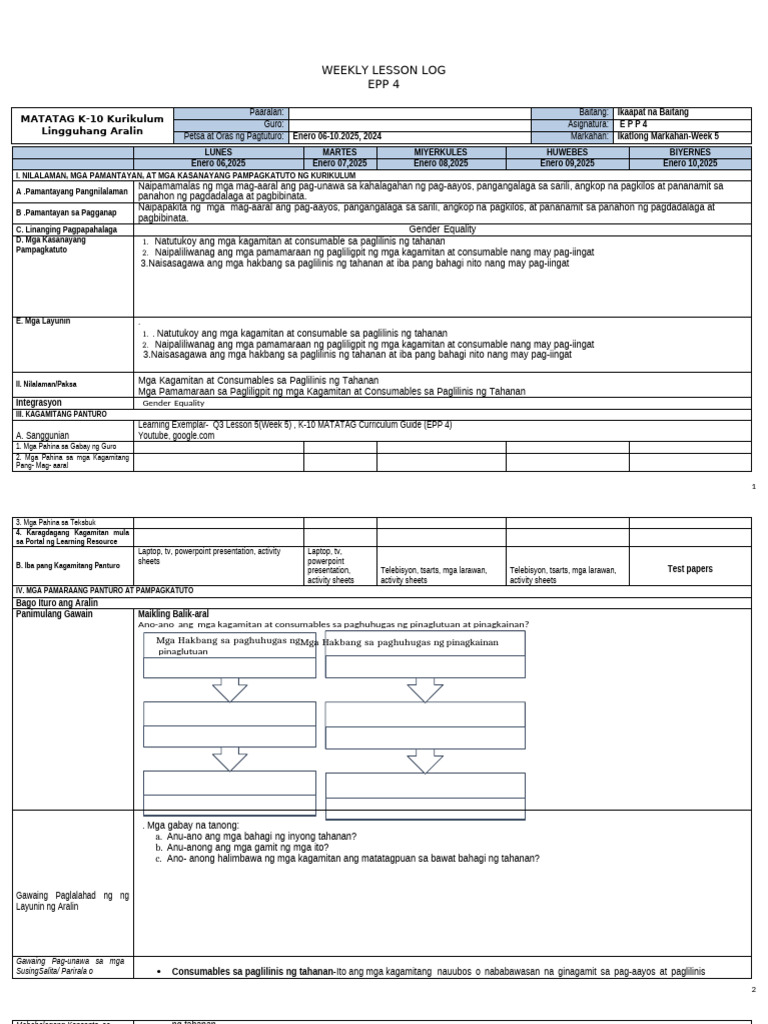 EPP-4-DLL-3rd-Quarter-Week-5-SY-2024-2025 | PDF
