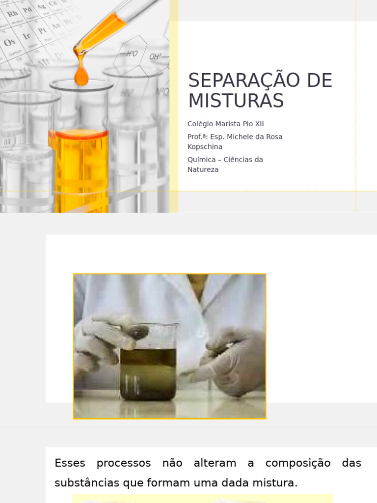 Métodos de Separação de Misturas | PDF | Mistura | Química