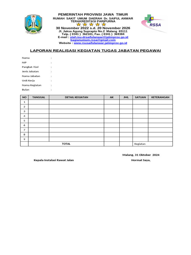 Contoh Form Realisasi | PDF