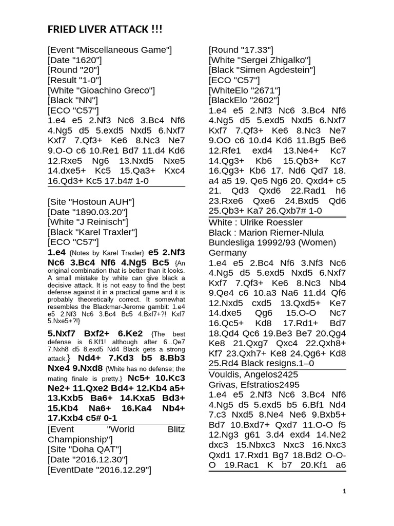 Chess - FRIED LIVER ATTACK !!! | PDF