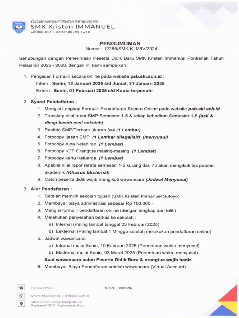 Rev - Pengumuman PSB 2025-2026 | PDF