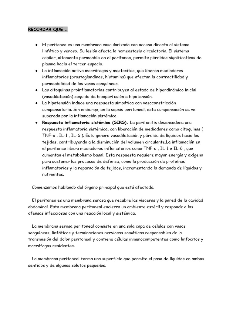 Peritonitis: Causas y Efectos | PDF | Inflamación | Peritoneo