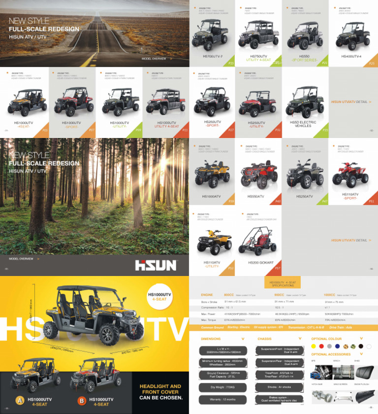 HS1000 UTV Specifications Overview | PDF | Brake | Vehicles