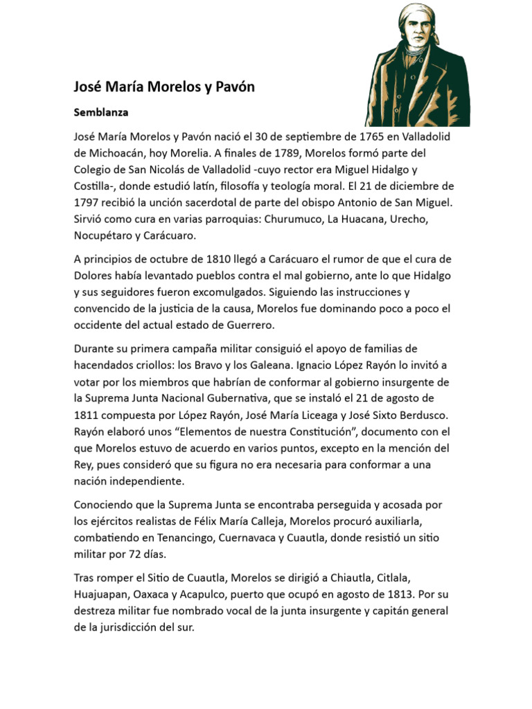 Vida y legado de José María Morelos | PDF | México