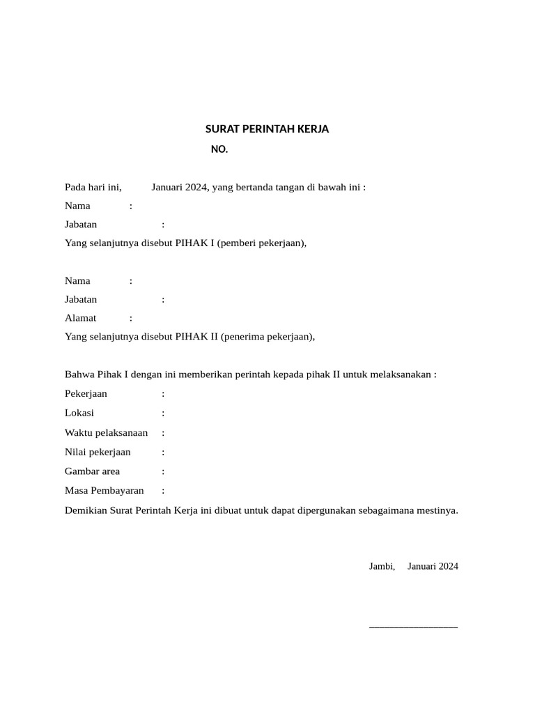 Surat Perintah Kerja | PDF