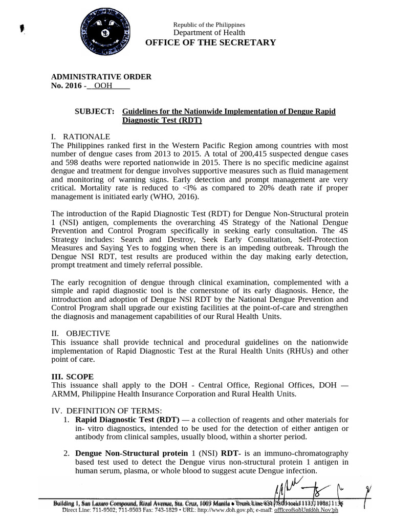 Dengue RDT Request Form | PDF | Health Care | Clinical Medicine