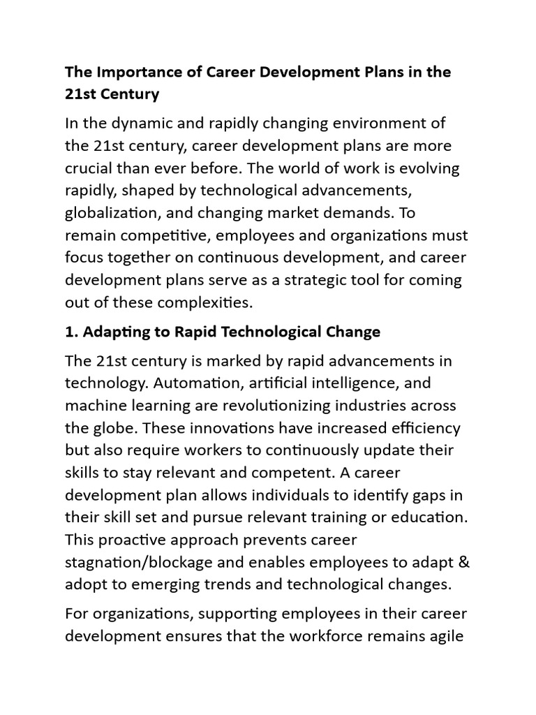 I Am Sharing 'The Importance of Career Development Plans in The 21st ...