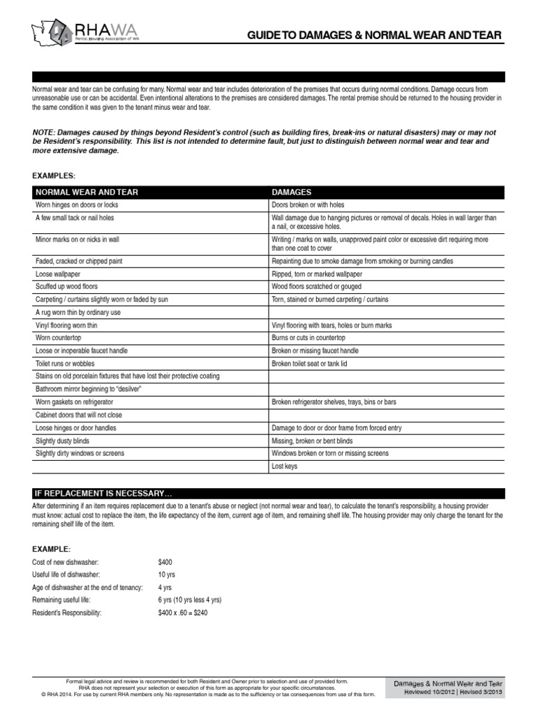 03-Guide To Damages & Normal Wear and Tear | PDF