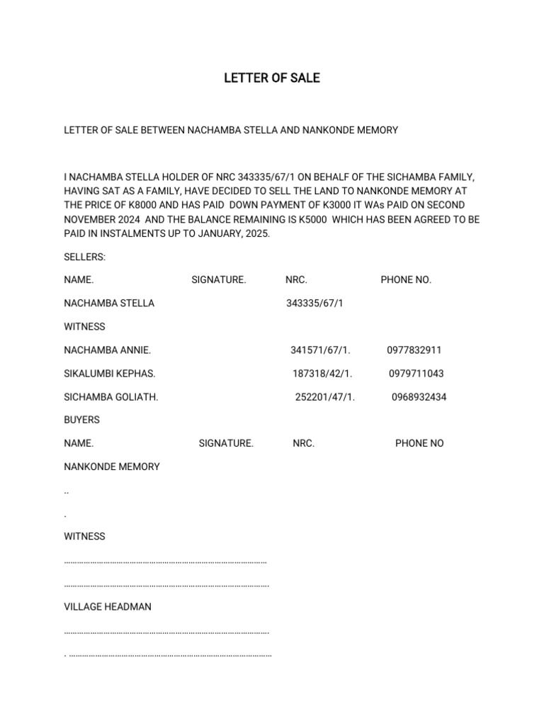 Letter of Sale-Wps Office | PDF