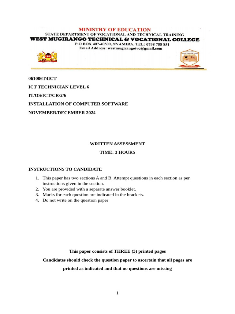 Software Installation Assessment Guide | PDF | Operating System | Software