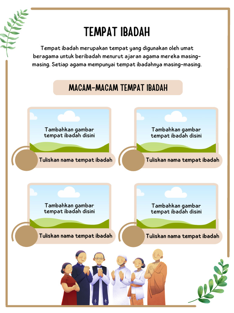 Tempat Ibadah Lembar Kerja Poster Cokelat Ilustratif | PDF