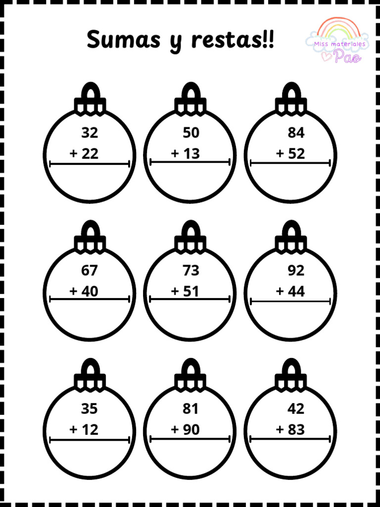 Sumas y restas navideñas 2 Miss materiales Pao | PDF