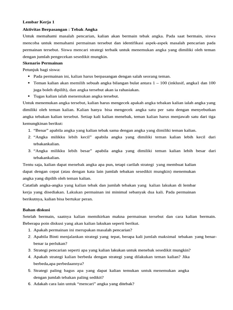 Lembar Kerja 1 BK | PDF