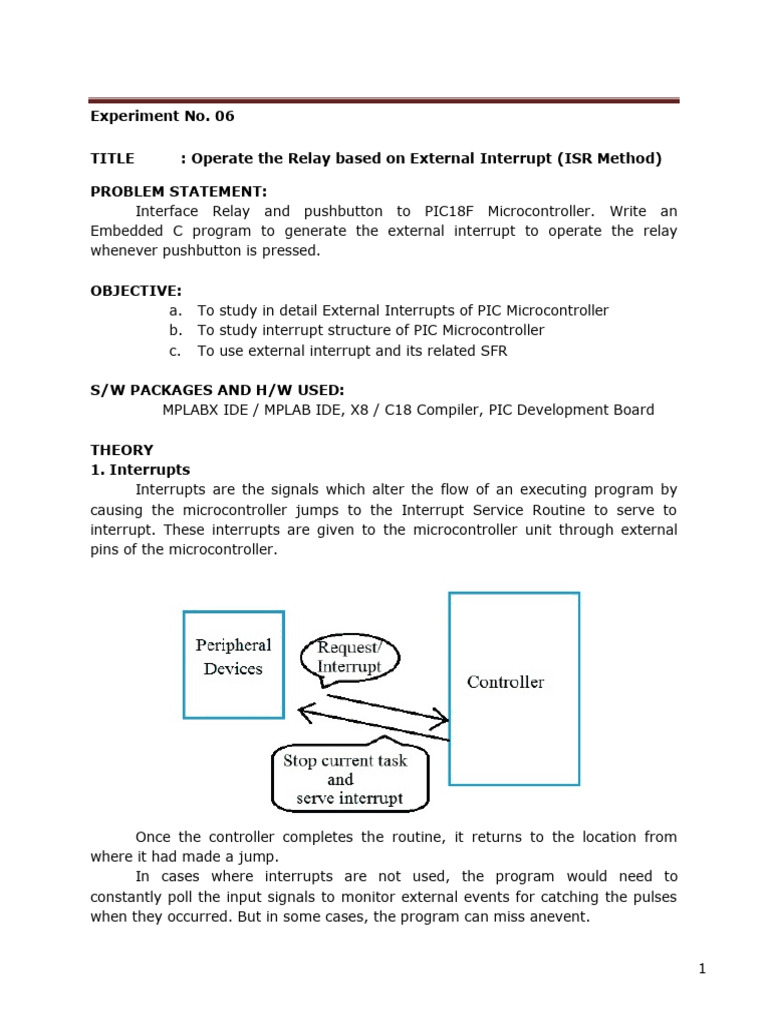 EXPT 06 External - Interrupt Buzzer - Relay On Off | PDF | Microcontroller | Integrated Circuit