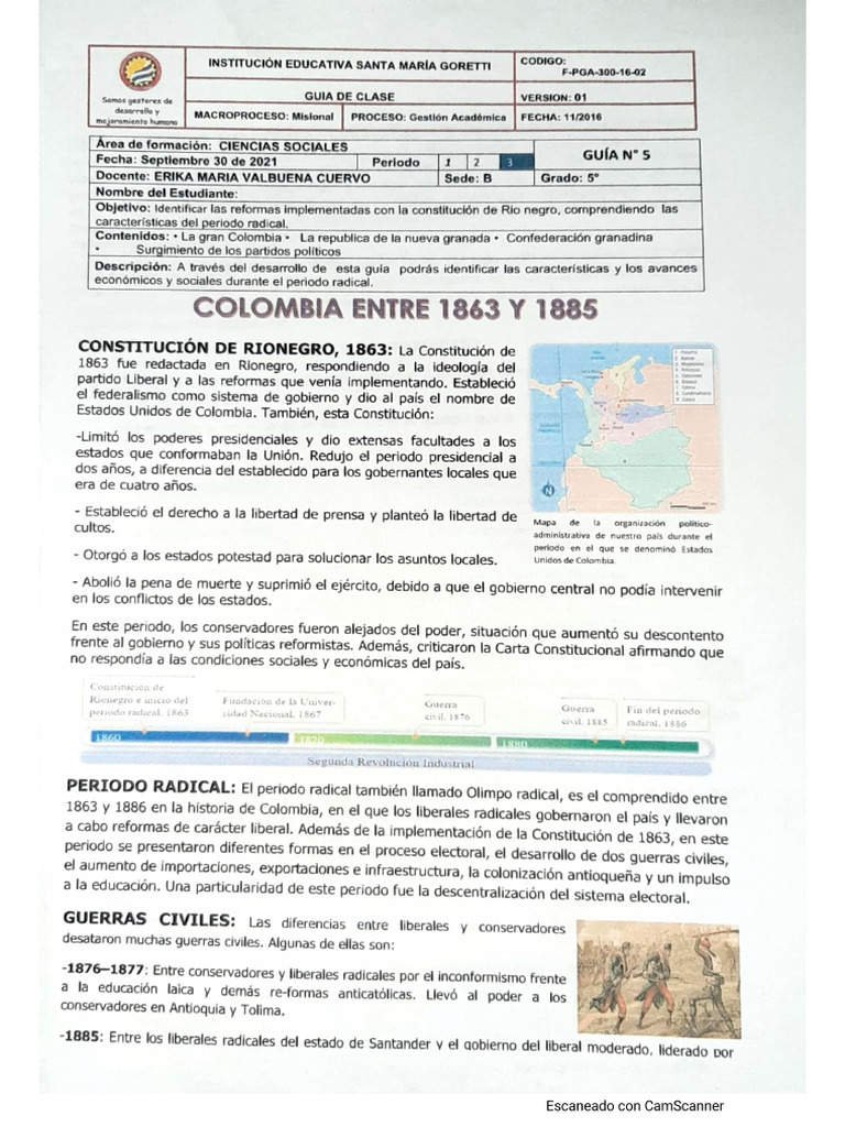 Colombia entre 1863 y 1885 | PDF