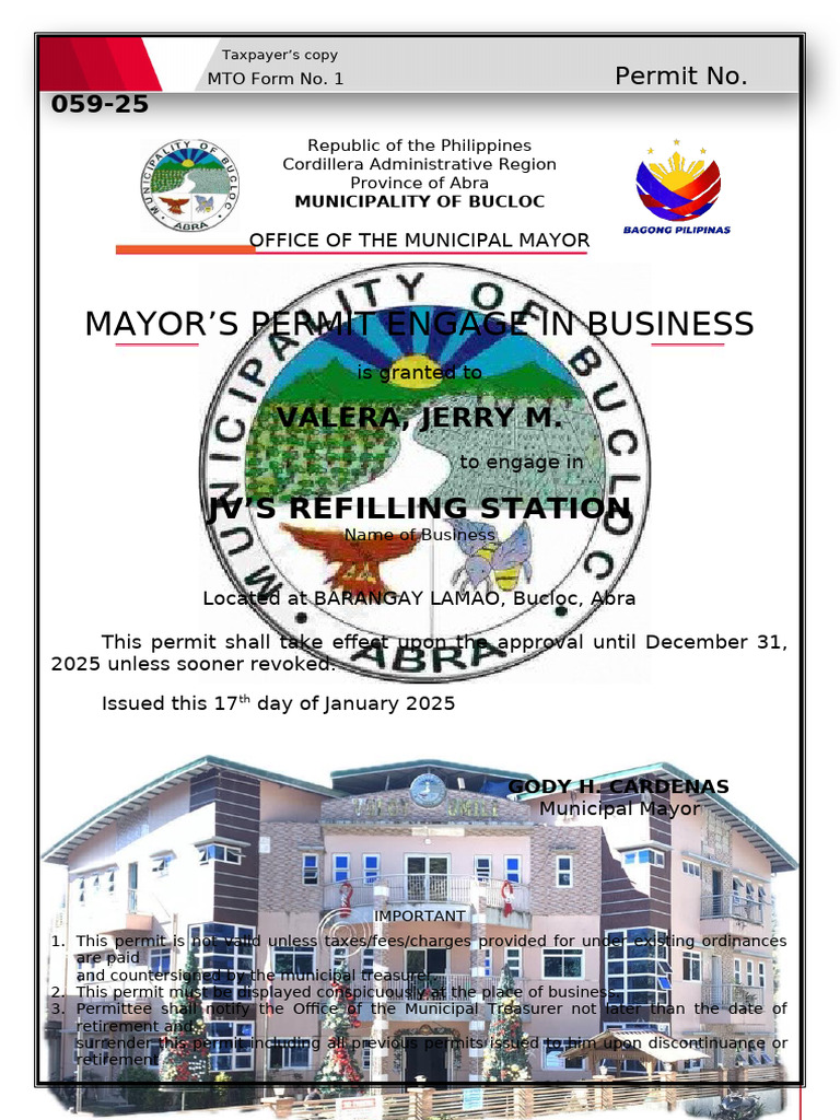 Mayor's Business Permit 2025 Lamao | PDF