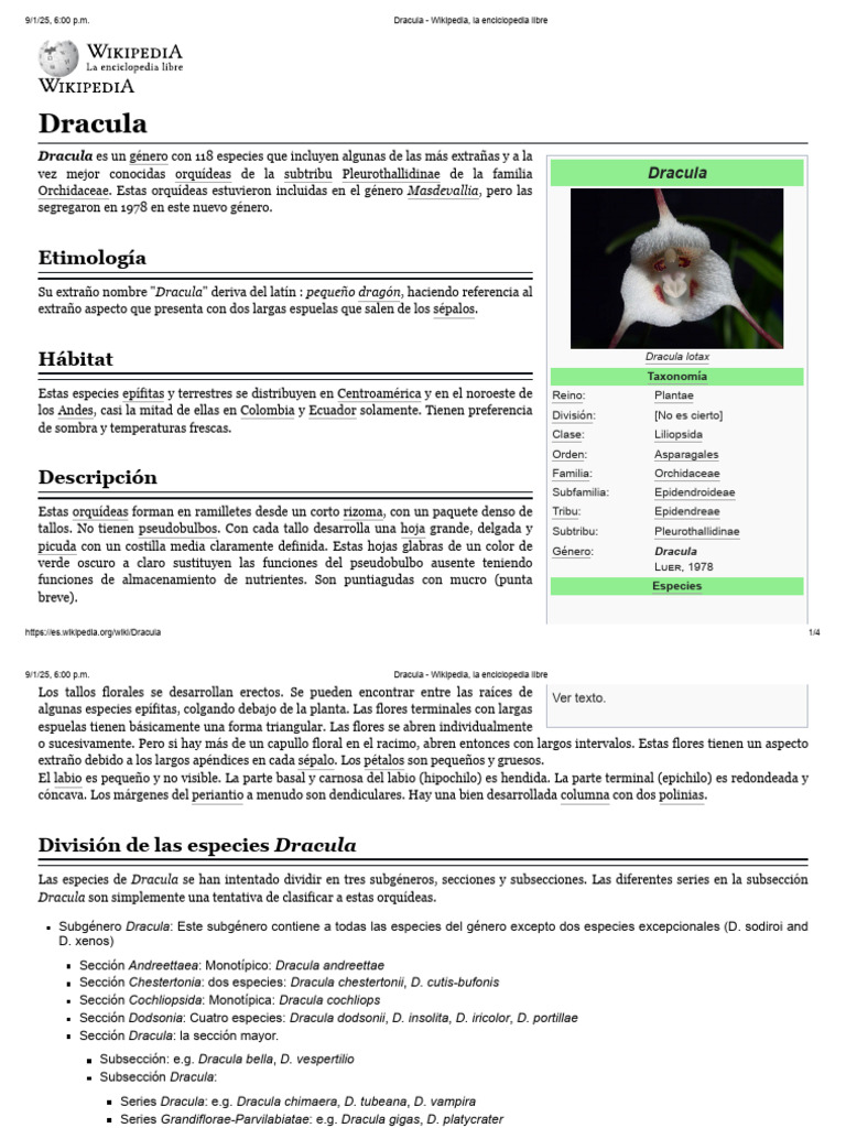 Orquídeas Dracula: Especies y Hábitat | PDF | Botánica | Plantas