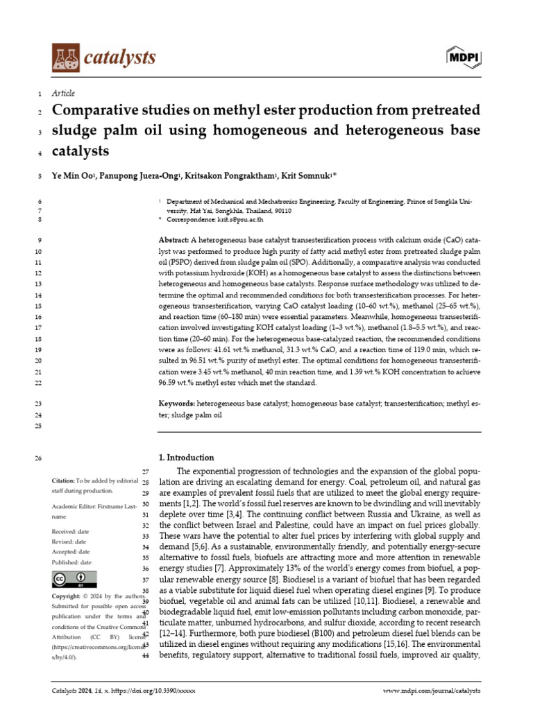 Manuscript (line number) | PDF | Biodiesel | Catalysis