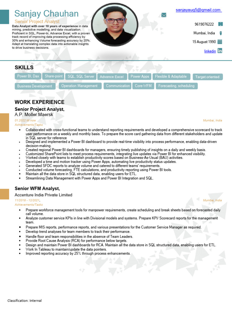 Sanjay Chauhan Resume | PDF | Computing | Information Technology Management